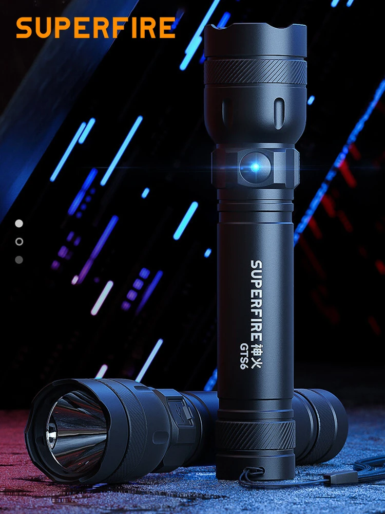 SUPERFIRE GTS6 7W Super Powerful LED Flashlight 5 Modes Type C ...