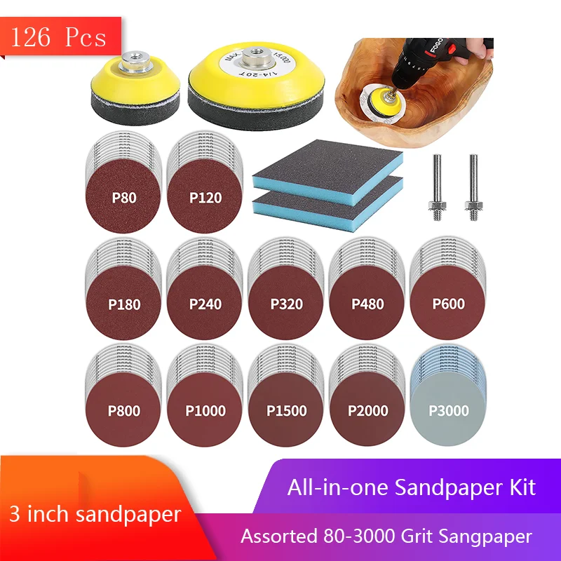 3-Inch-Schuurschijven-120Pcs-Met-2-3-Inch-Backer-Pads-En-Schuren-Spons ...