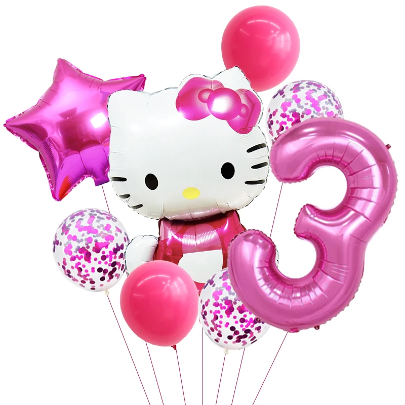 Juego de 8 globos de aluminio de Hello Kitty, globo de látex con ...