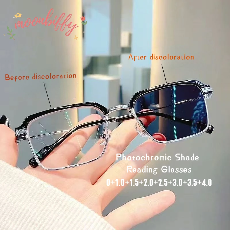 Classic Meta Photochromic Shade Reading Glasses Women&Men Business ...