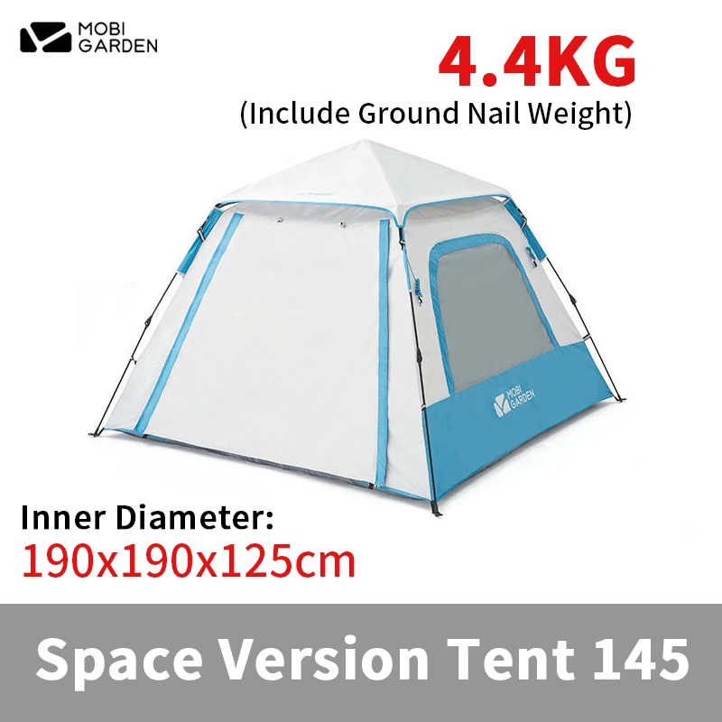 MOBI GARDEN Automatic Camping Tent 3-4 Person 190T Polyester Quick ...
