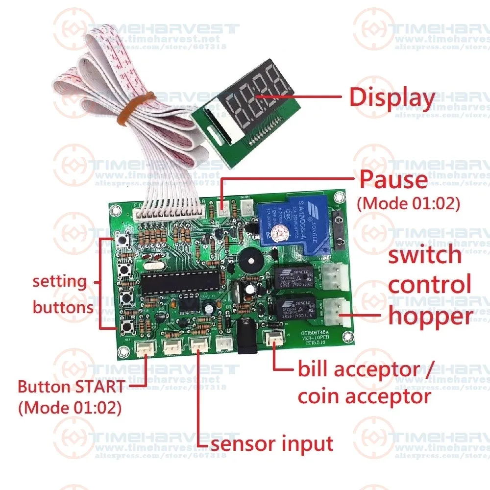 Bill Coin Operated Sensor Signals Control Board Coin acceptor pulse ...