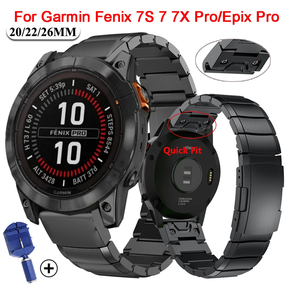 Quickfit-20-22-26mm-Stainless-Steel-Straps-Bands-For-Garmin-7S-7-7X-Pro ...