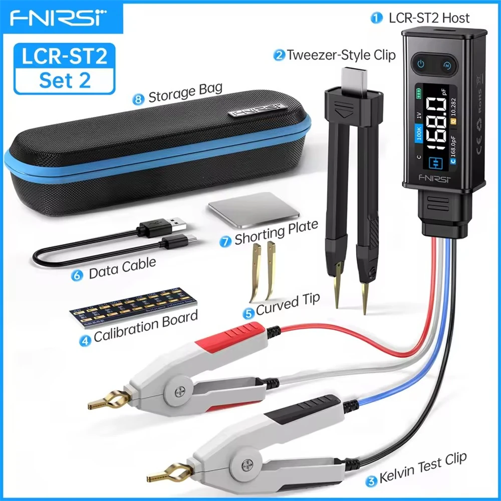 FNIRSI LCR-ST2 2-in-1 Digital Tweezer Bridge LCR ESR Meter SMD Test ...
