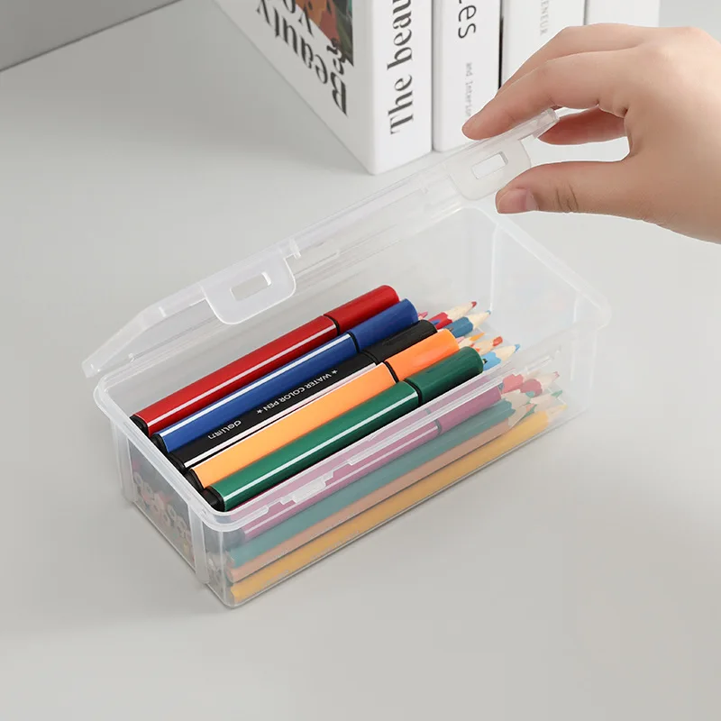 Simple-Plastic-Pencil-Cases-Transparent-Square-Storage-Box-Student-Pen ...