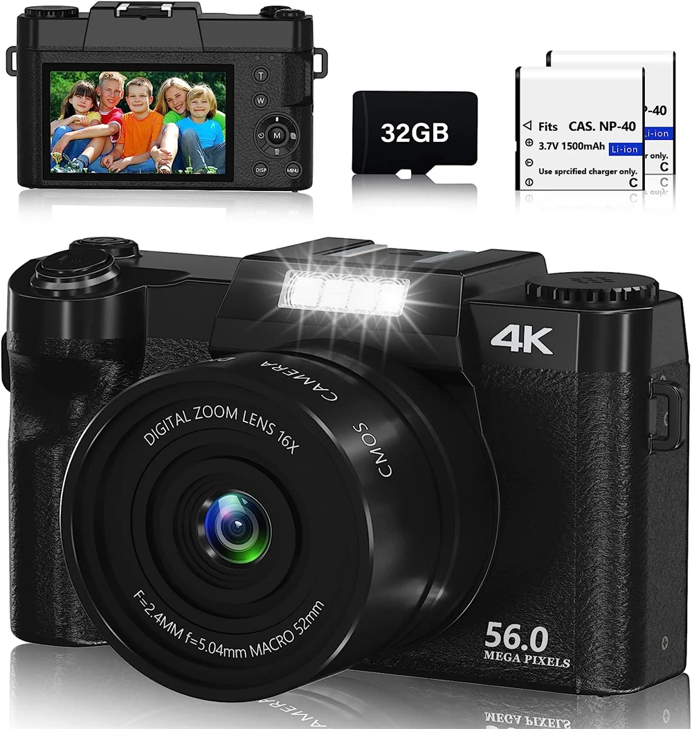 56MP Câmera Fotográfica Digital Para Fotografia Auto Focus 4K Vlog ...