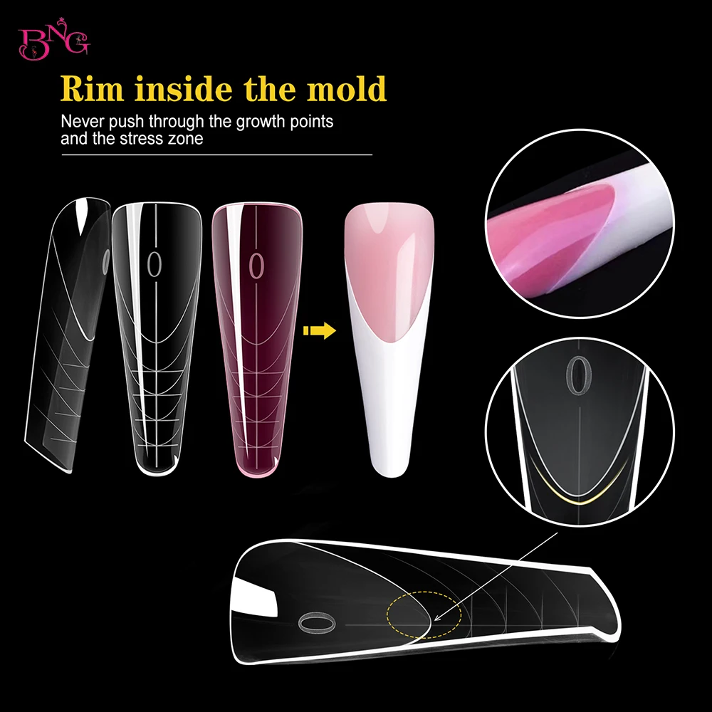 BNG-150Pcs-box-Dual-Forms-Nails-for-French-Manicure-Acrylic-Mold-for ...