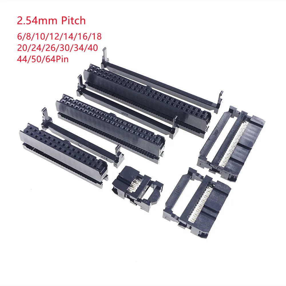 100 Pcs IDC Socket 2.54 MM Pitch 6 8 10 12 14 16 18 20 24 26 30 34 40 ...