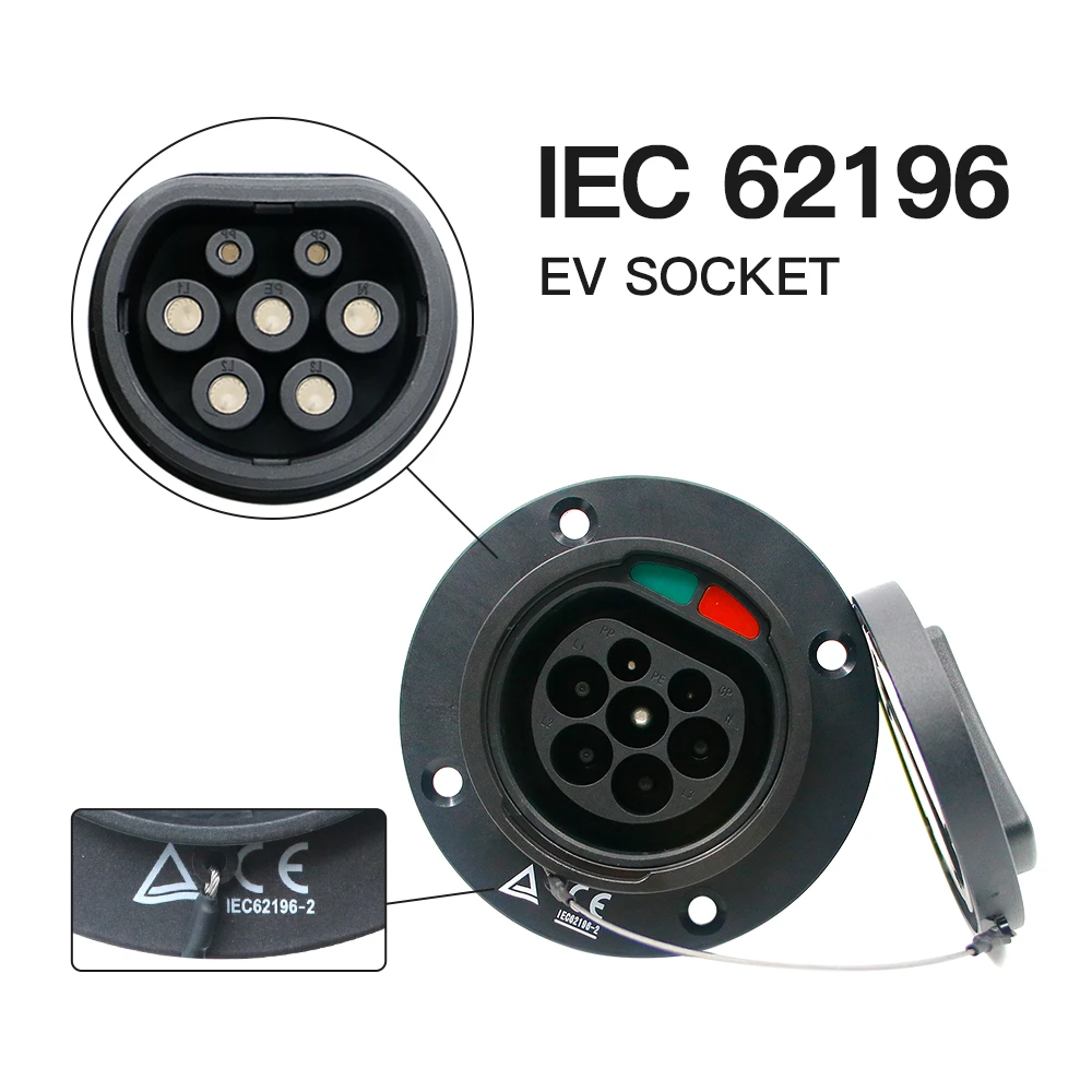 Ev Charging Female Socket Inlet Iec62196-2 Type 2 With Cable For ...