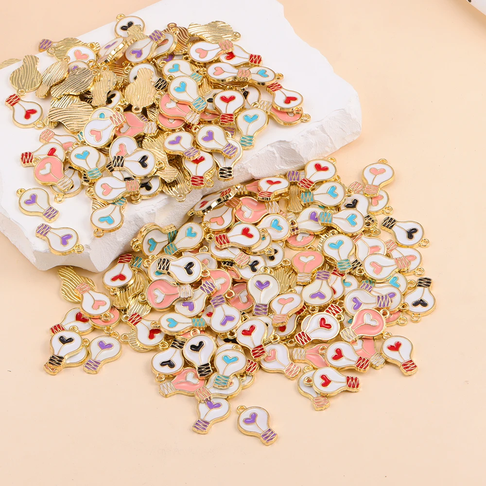 10Pcs-Enamel-Love-Bulb-Charms-Gold-Silver-Color-Alloy-Pendant-DIY ...