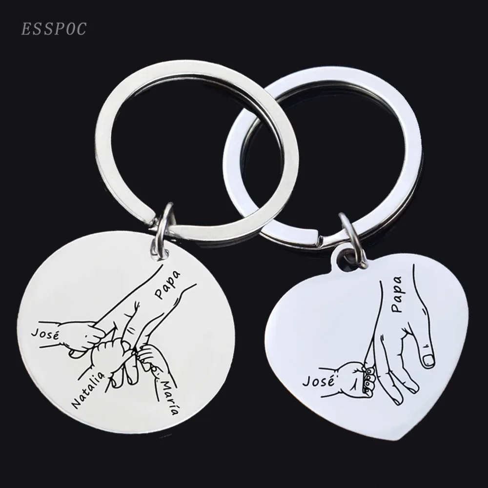 Customized-Dad-and-Child-s-Names-Keychain-Stainless-Steel-Engraving ...