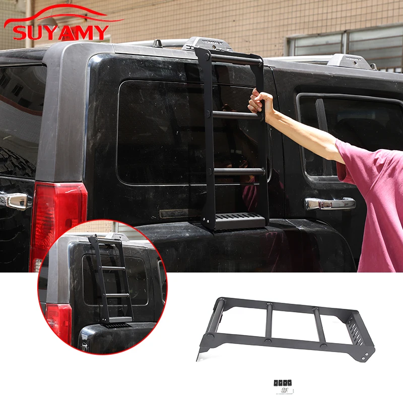 For-2005-2009-Hummer-H3-Aluminum-Alloy-Black-Car-Rear-Window-Side-Roof ...