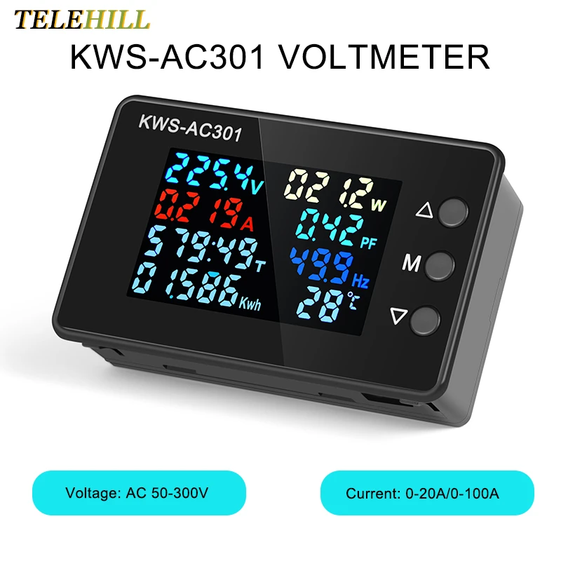AC301/301L 8 in 1 Multifunction Voltmeter Ammeter 50-300V Digital AC ...