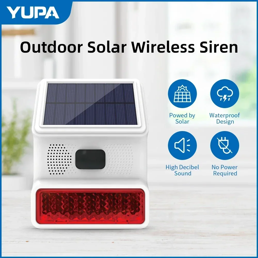 YUPA-Wireless-Outdoor-Solar-Powered-Strobe-Light-Siren-Waterproof-Flash ...