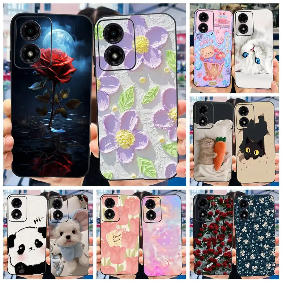 Pour-Motorola-Moto-G04-G04S-Cas-2024-Populaire-Fleur-Souple-Silicone ...