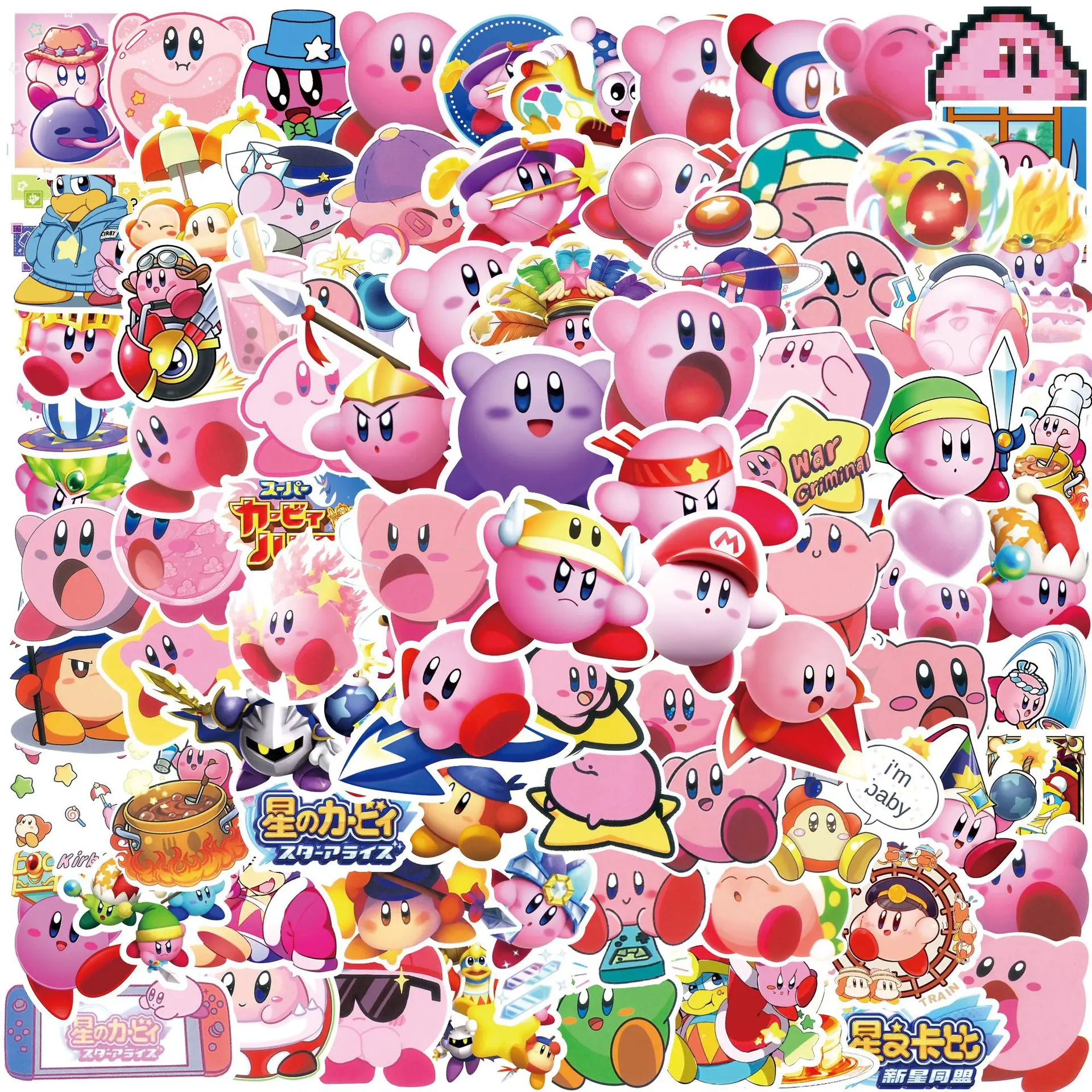 100pcs-Kirby-Sticker-Pack-Waterproof-Anime-Stickers-Laptop-Skin-Cute ...