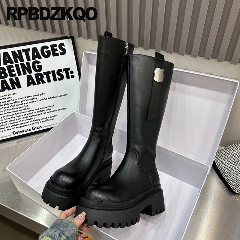 Tall-Trending-Punk-Knee-High-Side-Zip-Platform-Rock-Heels-Women-Autumn ...