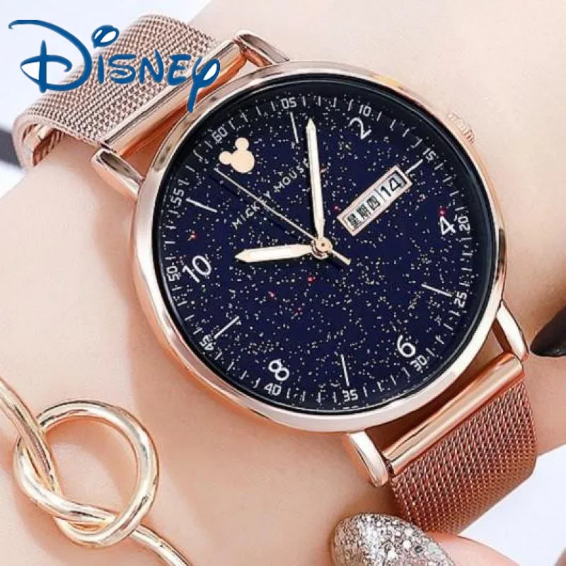Disney-Mickey-Mouse-For-Women-Watch-Fashion-Quartz-Wristwatch-Date-Week ...