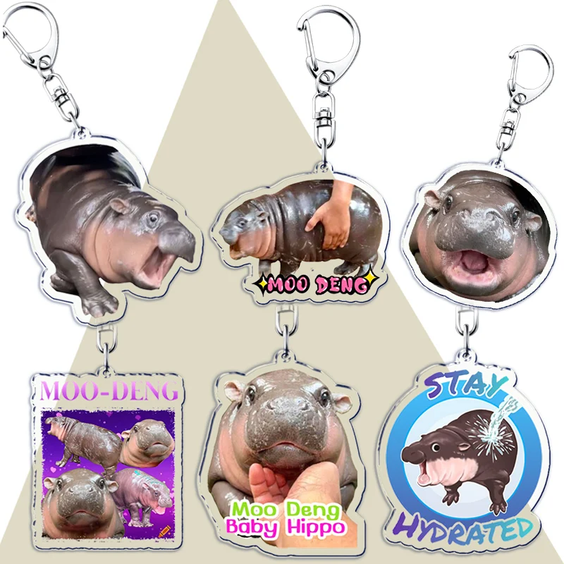 Funny-Baby-Hippo-Cute-Keychains-Keyring-for-Accessories-Bag-Moo-Deng ...
