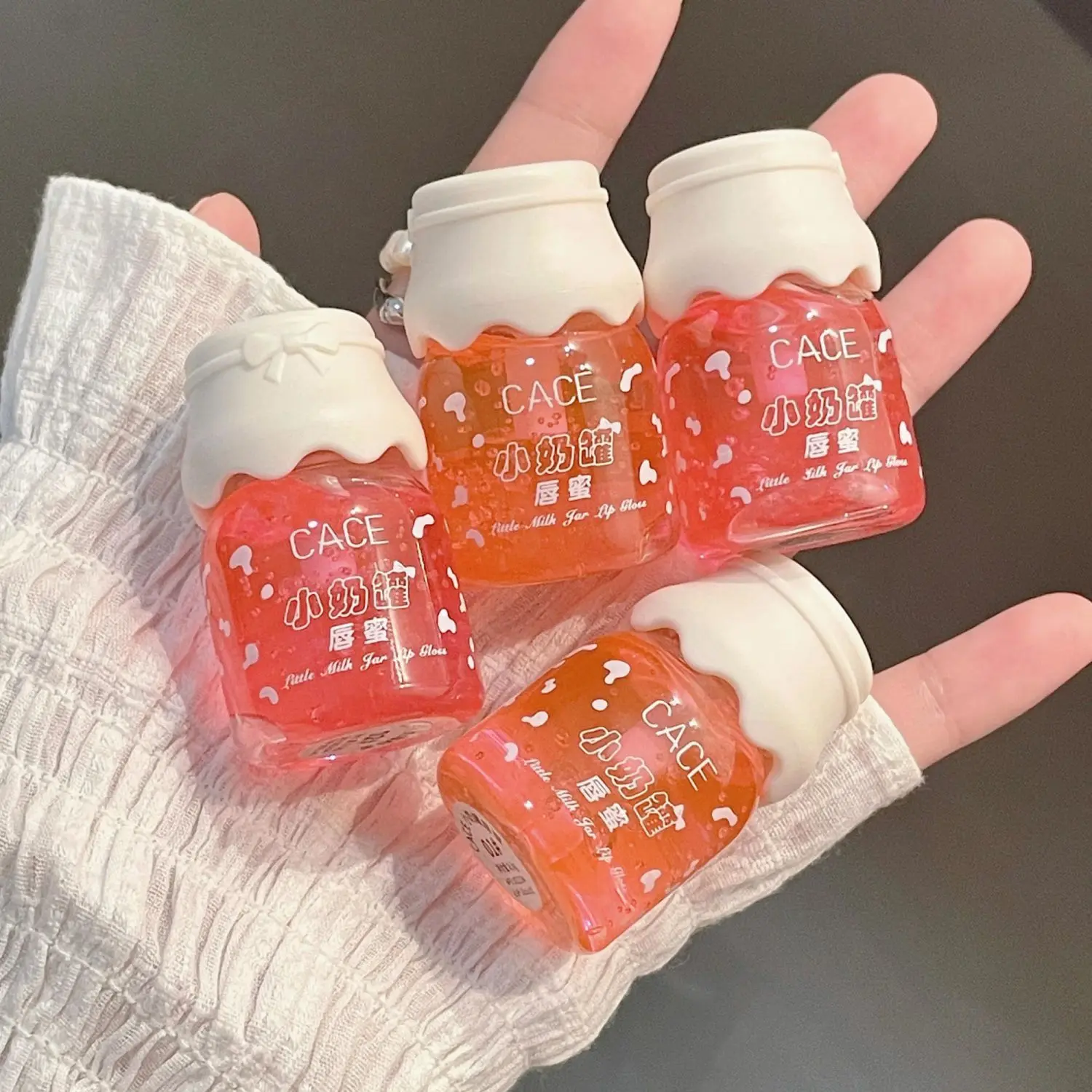 1 pçs bonito frasco de leite gloss labial plumper óleo hidratante batom ...