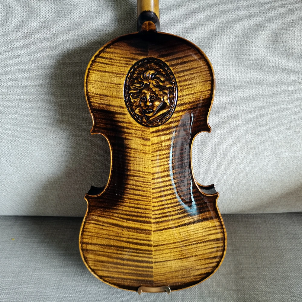 100-hand-carved-Italian-retro-Oil-Varnish-Violin-4-4-brown-Beethoven ...