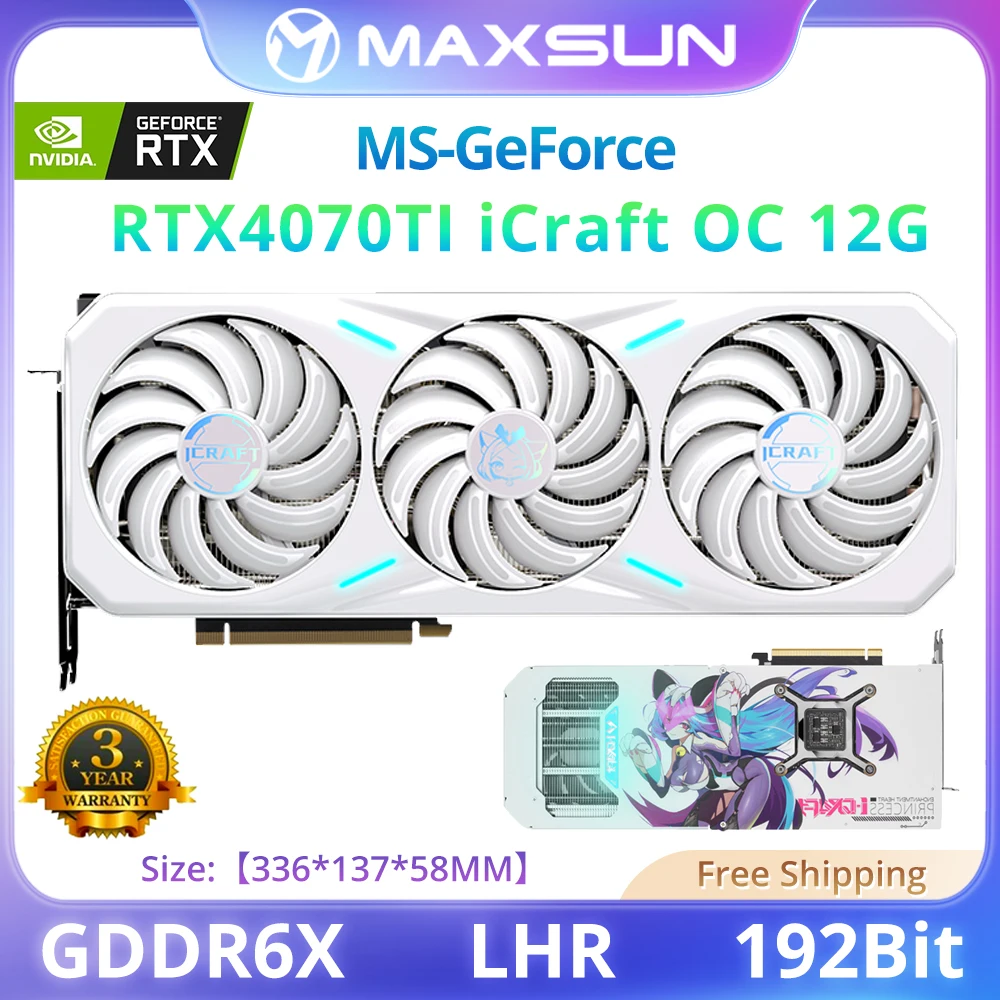 MAXSUN-NVIDIA Placa gráfica GPU, Placas de Vídeo GPU, RTX 4070Ti ...