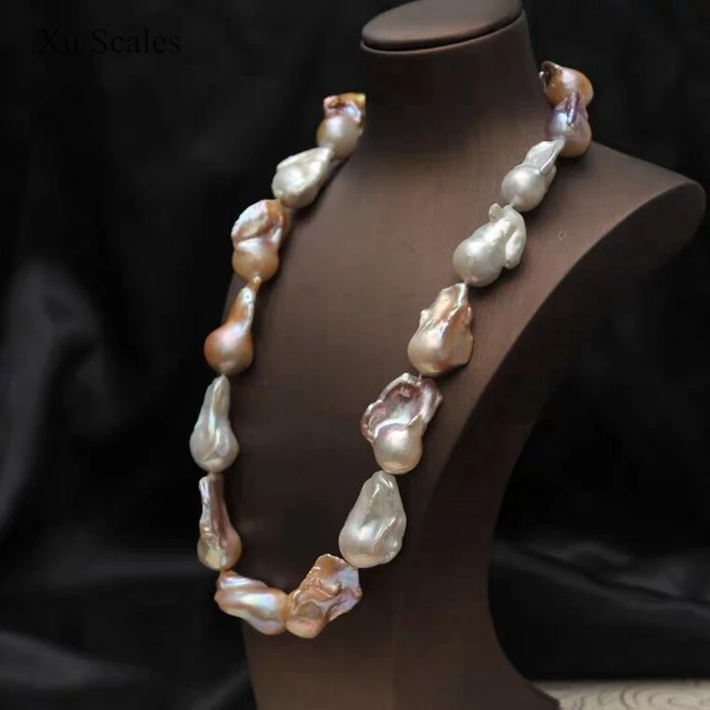 Nat-rliche-Frische-Wasser-Barock-Wei-Multicolor-Gemischt-Perle-Perlen-Halskette-Europ-ischen-und ...