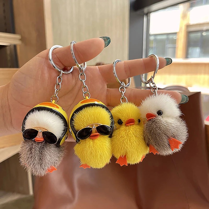 1Pc-Plush-Toy-Duck-Keychain-With-Helmet-Key-Ring-For-Women-Gift-Unique ...