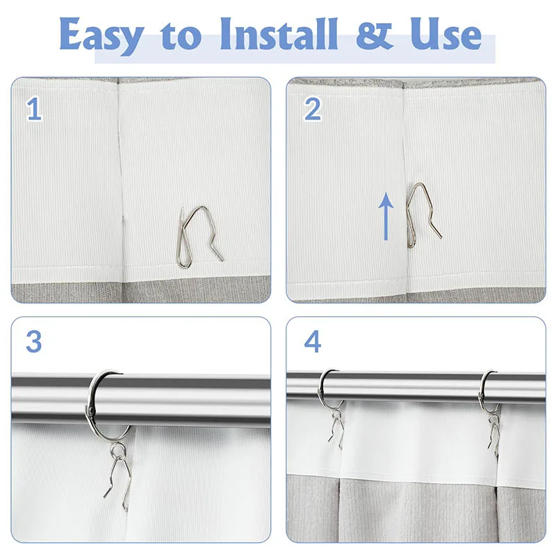 50 100Pcs Metal Curtain Hooks Drapery Pinch Pleat Hook Pins With Clear Box for Window Curtain Door Curtain and Shower Curtain AliExpress