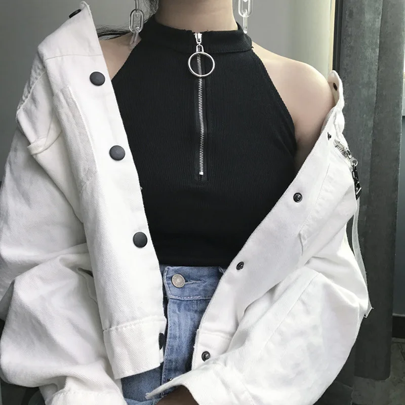 Retro-Zipper-Crop-Tops-Women-Short-Knitted-Camisole-Sleeveless-Leisure ...