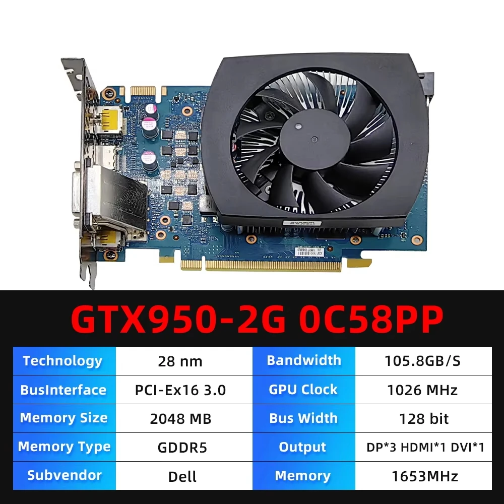 DELL-NVIDIA-GeForce-GTX950-GTX-950-2G-GDDR5-placa-gr-fica-0C58PP ...