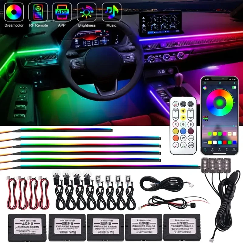 Car-Ambient-Lights-Kits-Interior-Acrylic-App-Music-Contro-Colorful ...