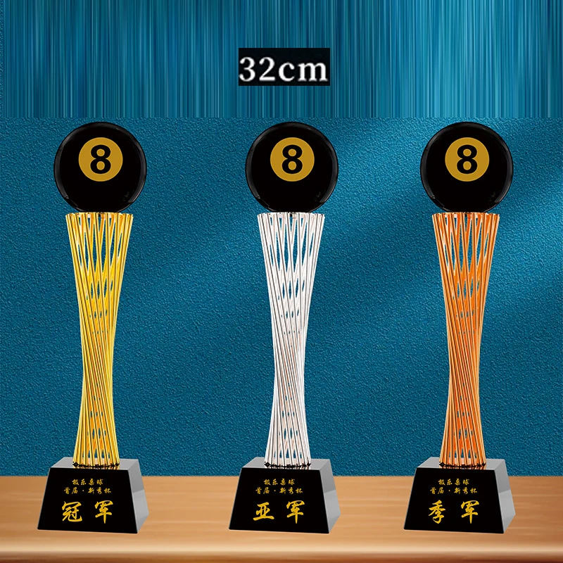 Customized Black Billiards Crystal Trophy, School annual Meeting Sports ...