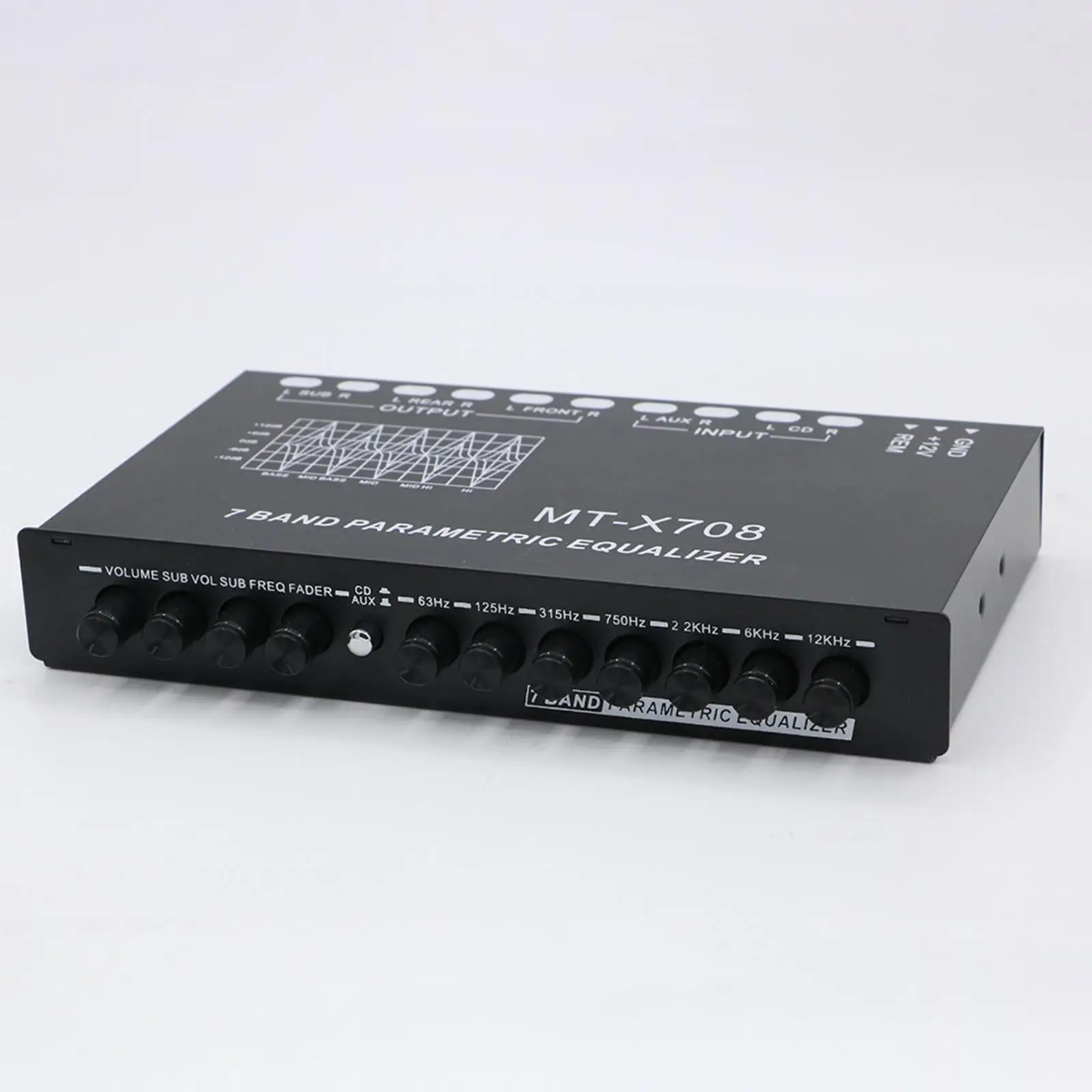 7 Band Car Audio Equalizer Front Rear and Subwoofer Output Adjustable ...