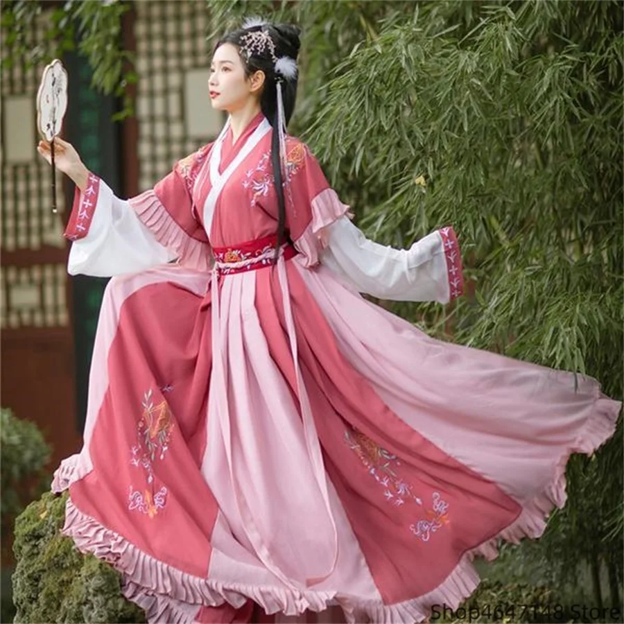 Women-Chinese-Traditional-red-Hanfu-Costume-New-Style-Lady-Han-Dynasty ...