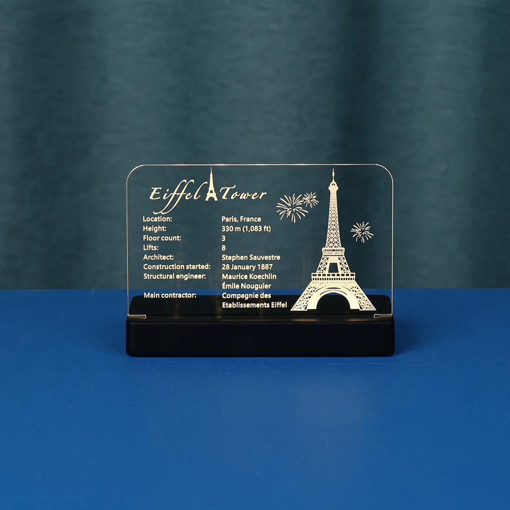 Acrylic-LED-Display-Nameplate-for-10307-Eiffel-Tower-architecture-Model ...