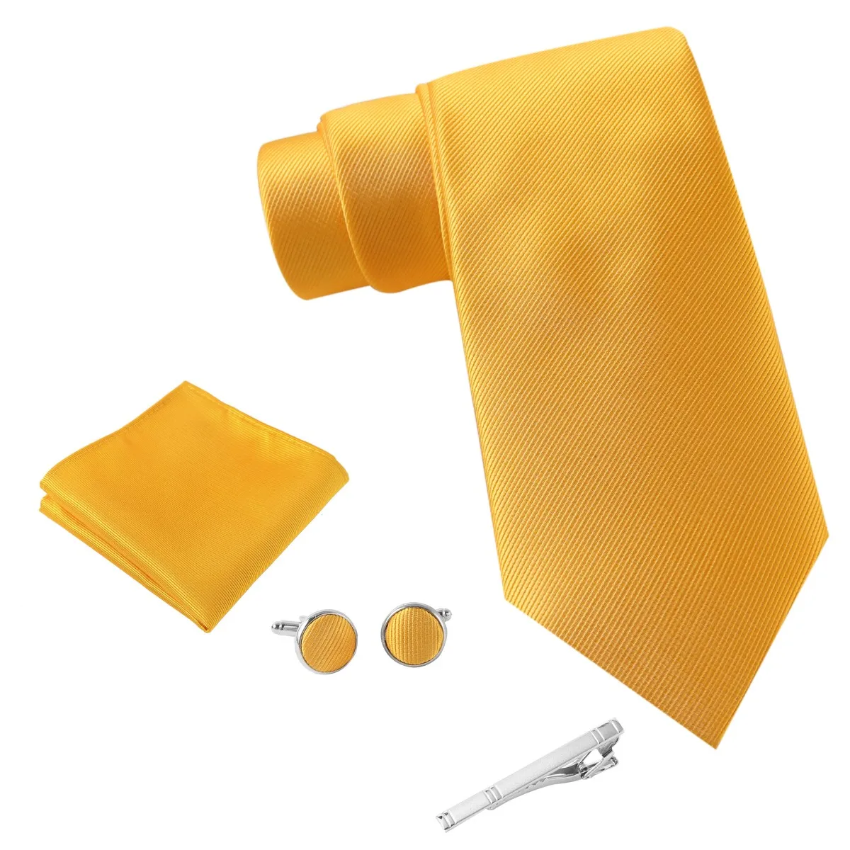 Ikepeibao-Men-Yellow-Striped-Necktie-Sets-Pocket-Square-With-Metal ...