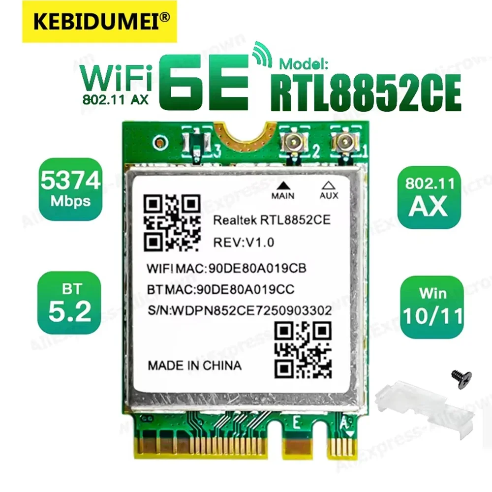Wifi 6E RTL8852CE M.2 Network Card 5400Mbps BT5.3 Wireless Adapter 2.4 ...
