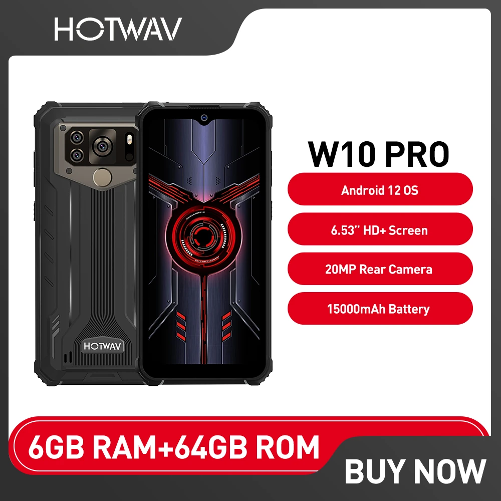 HOTWAV W10 Pro Mobile Phone 15000mAh 6GB+64GB Android 12 IP68 ...