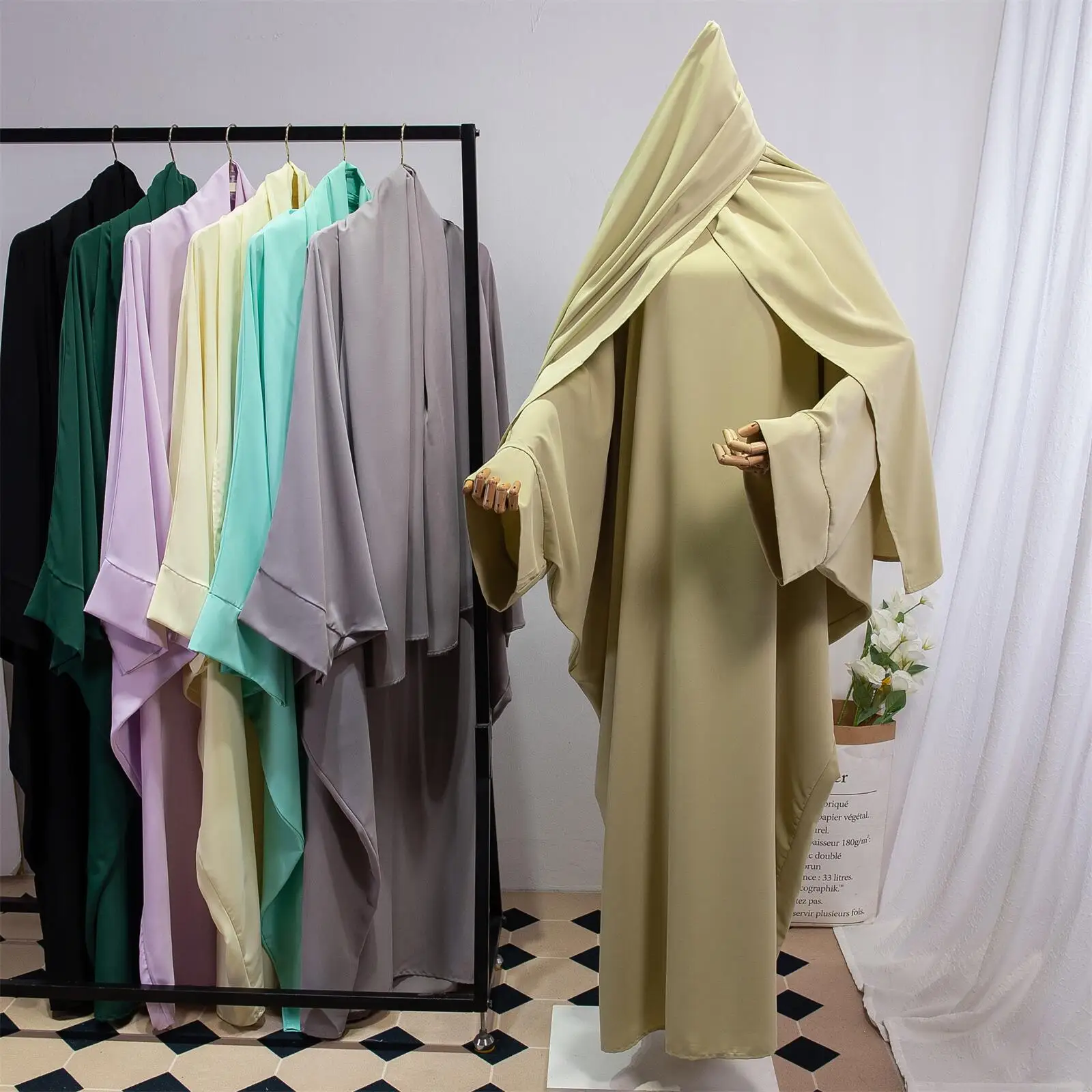 Muslim-Abaya-With-Hijab-Two-Pieces-Women-Jilbabs-Islamic-Clothing-Dubai ...