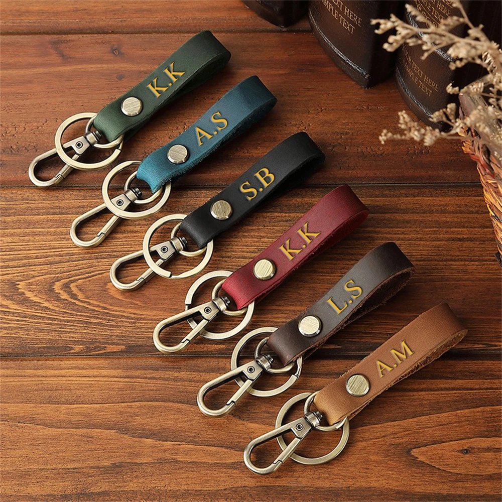 Trendy-Custom-Name-Leather-Key-Pendant-For-Men-Women-Gift-Personalized ...