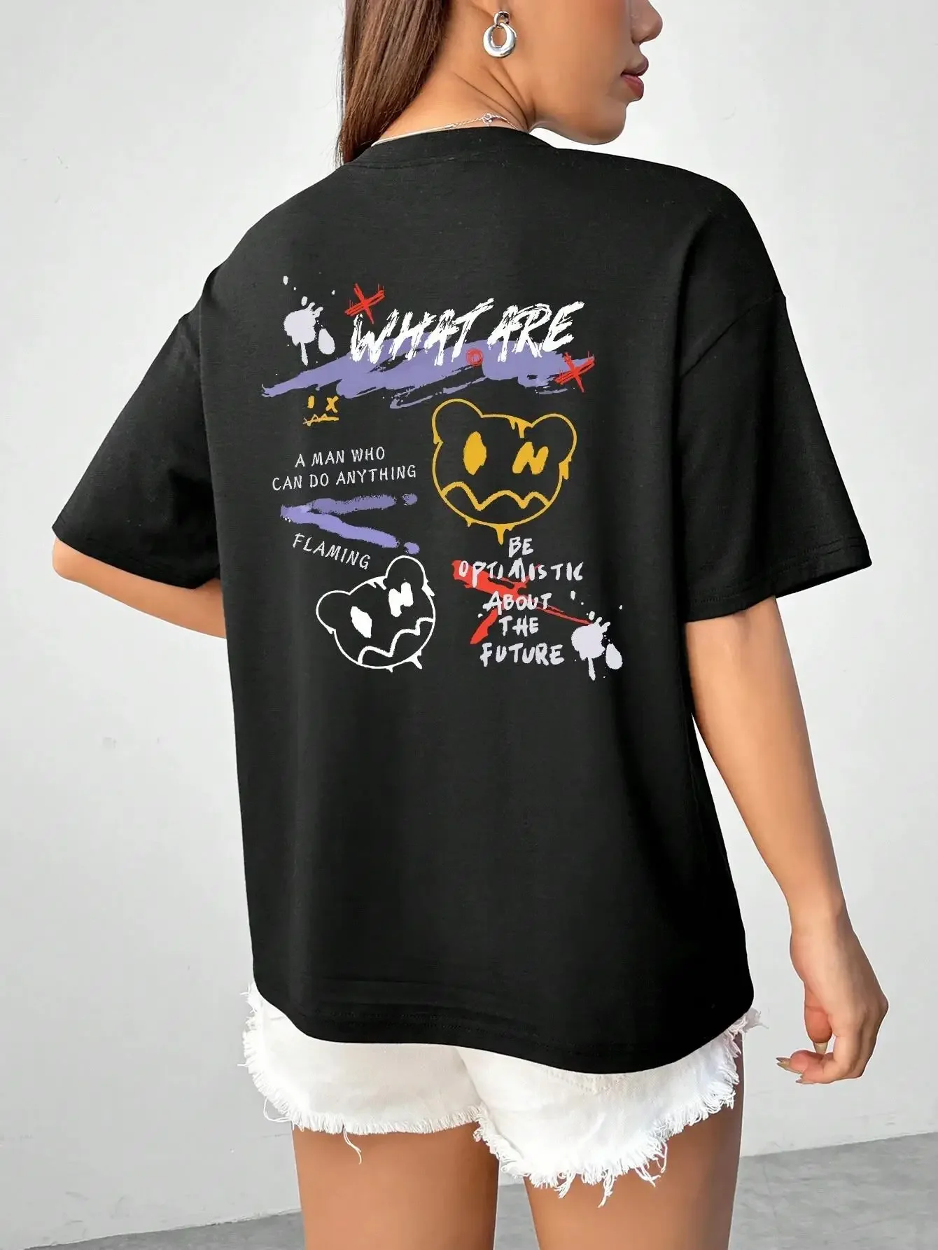 Camiseta-de-algod-n-para-mujer-camiseta-de-manga-corta-con-estampado-de ...