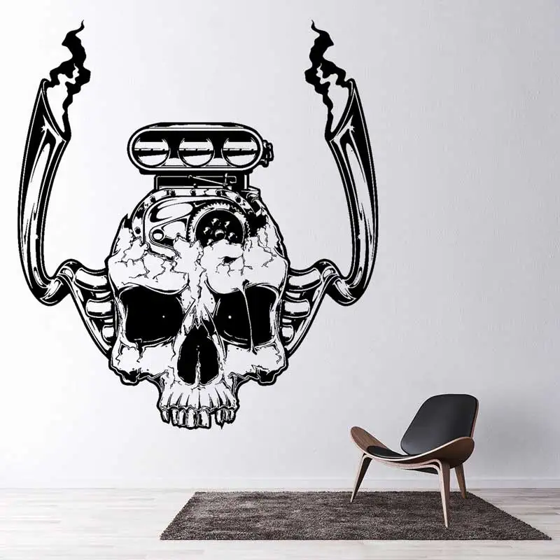 Car-vinyl-wall-stickers-car-motor-engine-skull-garage-auto-repair-shop ...