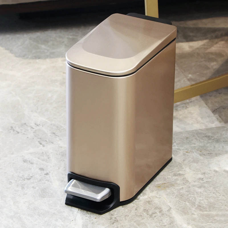 Leasylife-Rectangular-Narrow-Stainless-Steel-Foot-Step-Trash-Can-Gold ...
