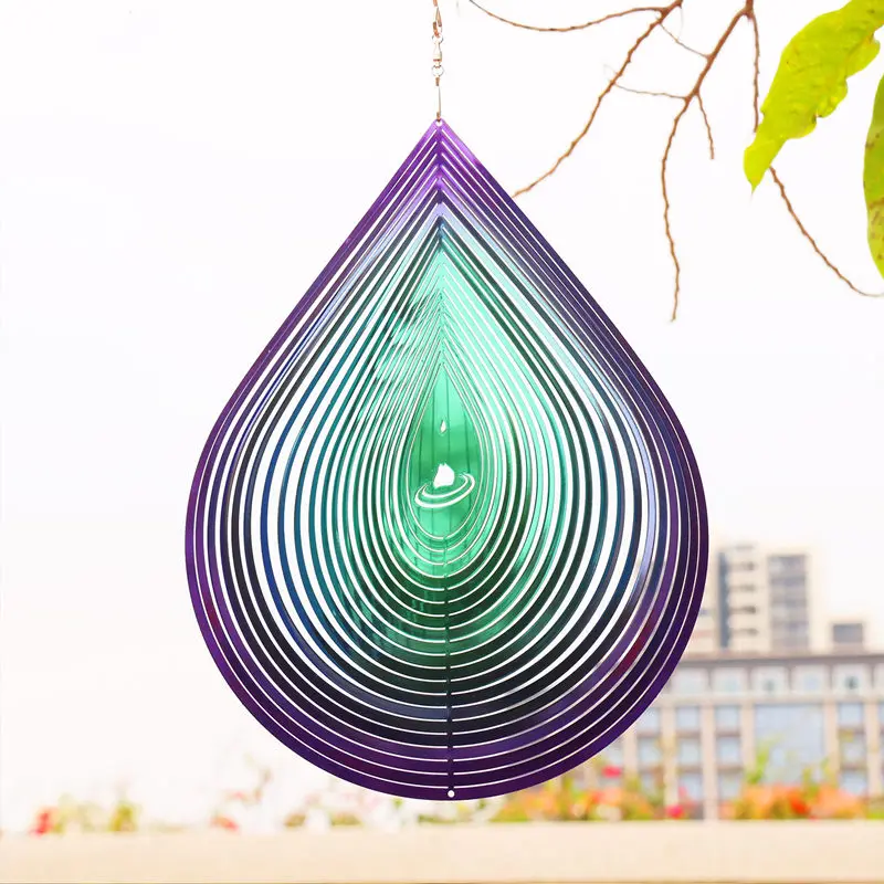 Water-Drop-Steel-Wind-Spinner-Reflective-Metal-Heart-Kinetic-Spinners ...