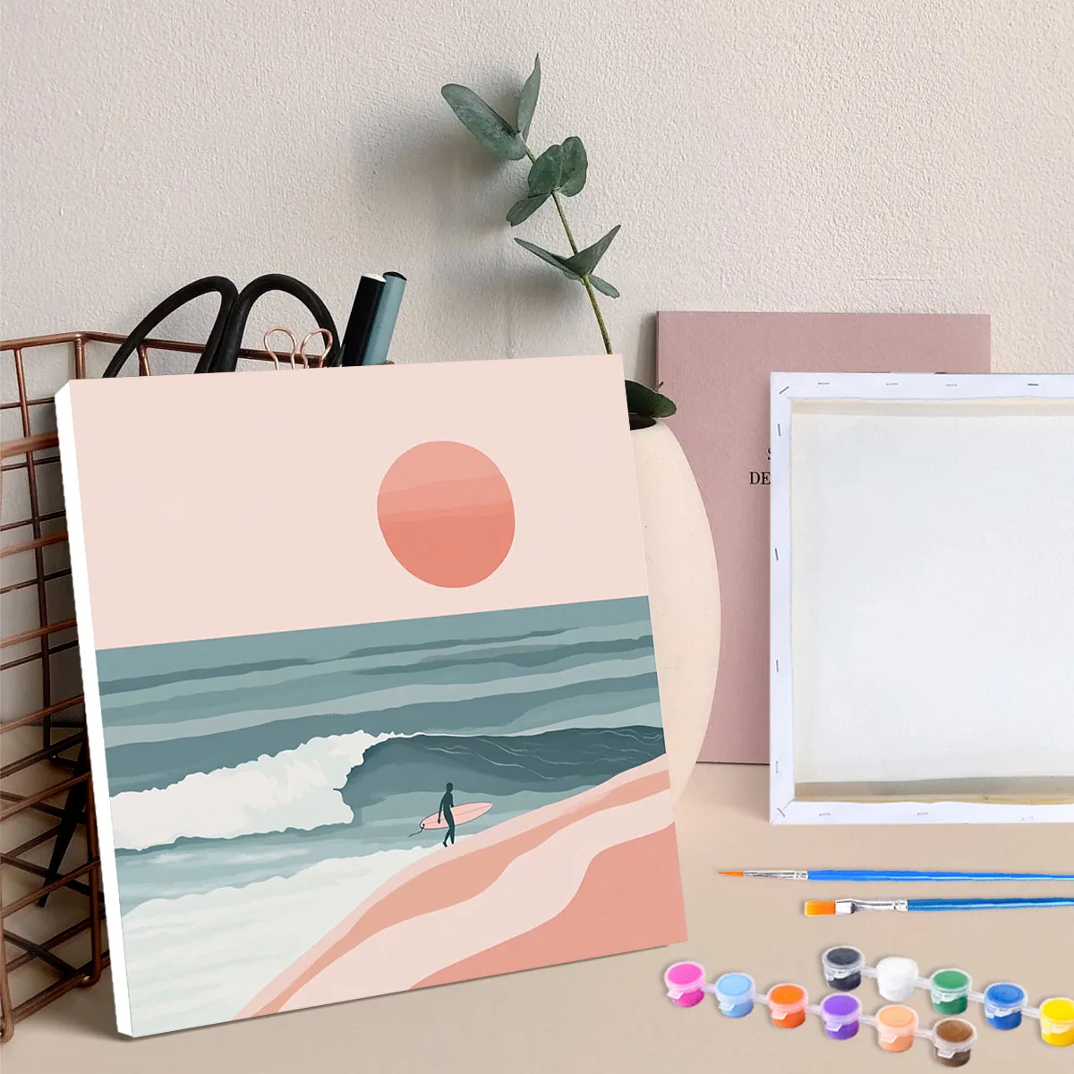 RUOPOTY Framed Paint By Numbers For Adults Black Beach Paint By Numbers ...