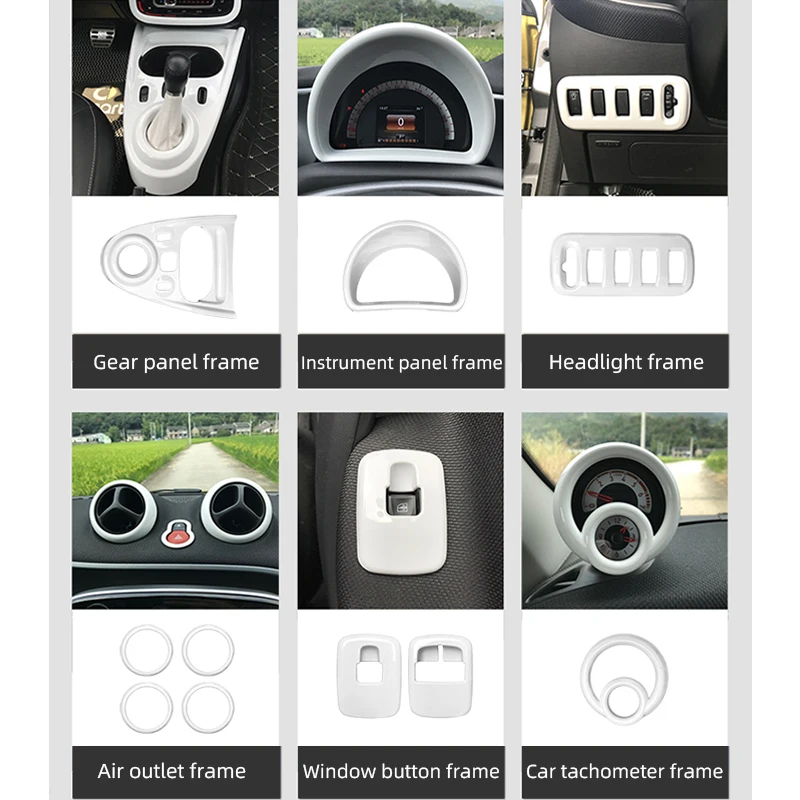White-Car-Interior-Decoration-Accessories-ABS-Decoration-Modification ...