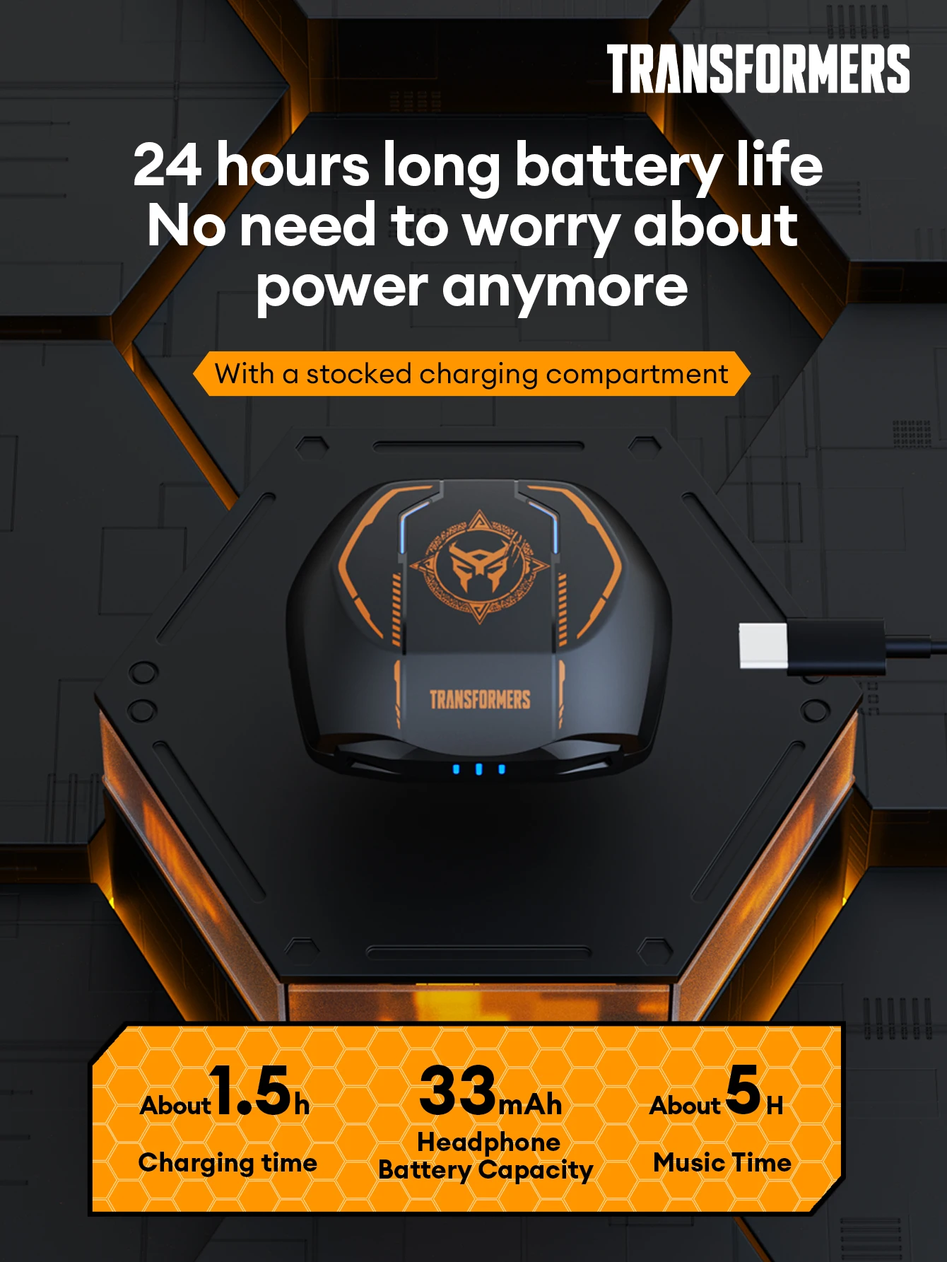 Transformers TF-T06 Wireless Gaming Earphones TWS Bluetooth 5.3 Headset Low - JooJoobees