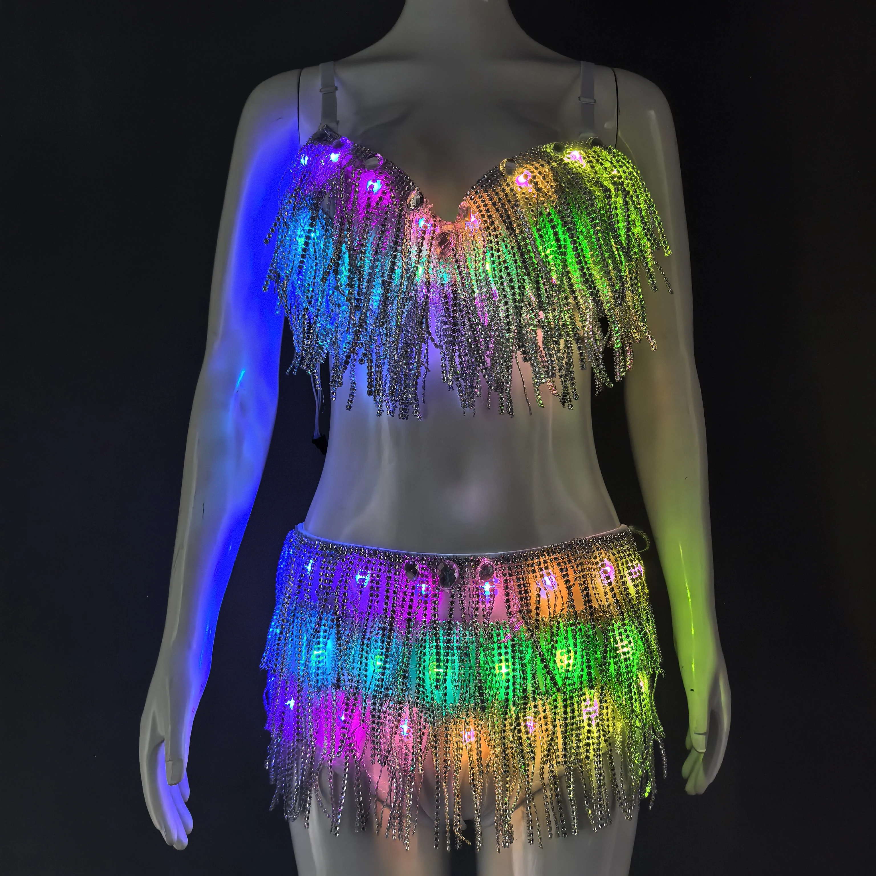LED-Clothes-Glowing-Bra-Shorts-Fashion-Luminous-Suits-Belt-Show-Women ...
