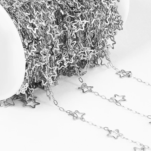 2Meters 1Meter Stainless Steel Hollowout Star Link Chain Dangle Charm ...